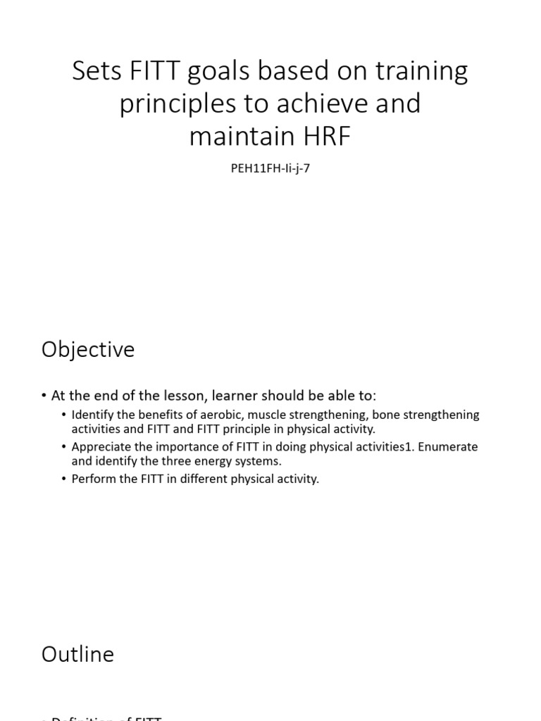 Sets FITT Goals Based On Training Principles To | PDF | Cellular Respiration | Nutrients