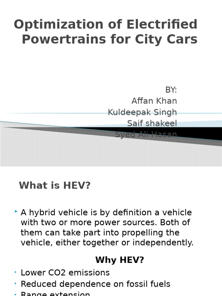 Optimization of Electrified Powertrains For City Cars | PDF | Electric Vehicle | Hybrid Electric ...
