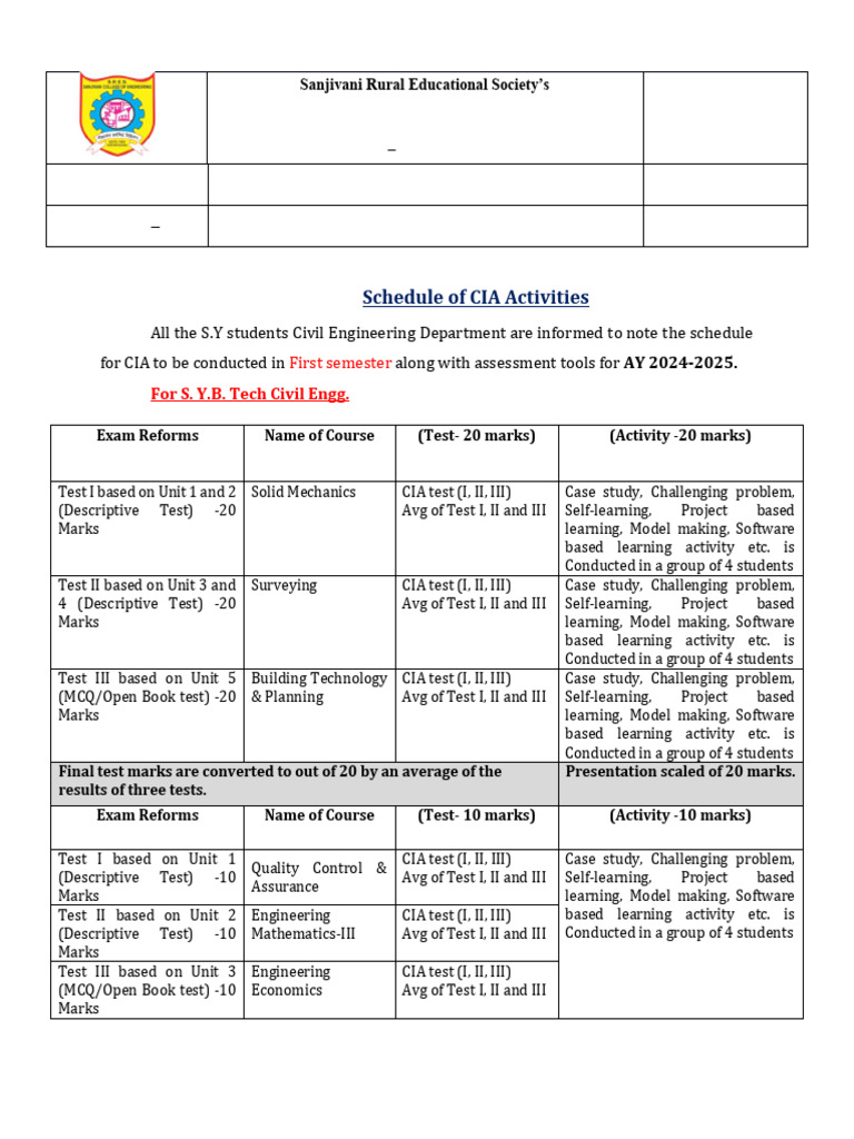 CIA - Test 2 Revise - Dept. - 24-25 - Isem | PDF | Engineering
