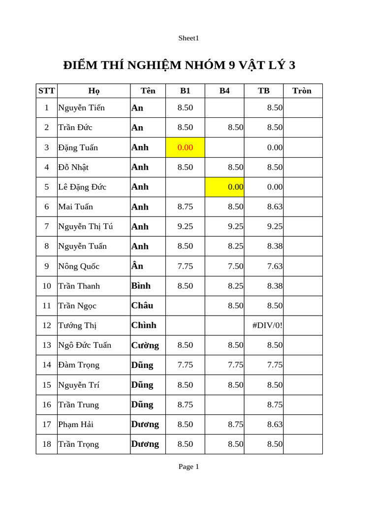 Điểm TN Nhom 9 VL3 | PDF