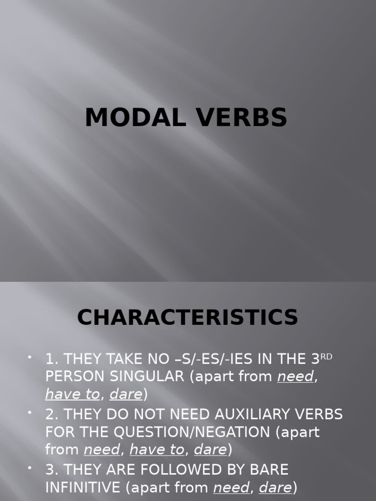 MODAL VERBS PRESENTATION | PDF | Verb | Language Families