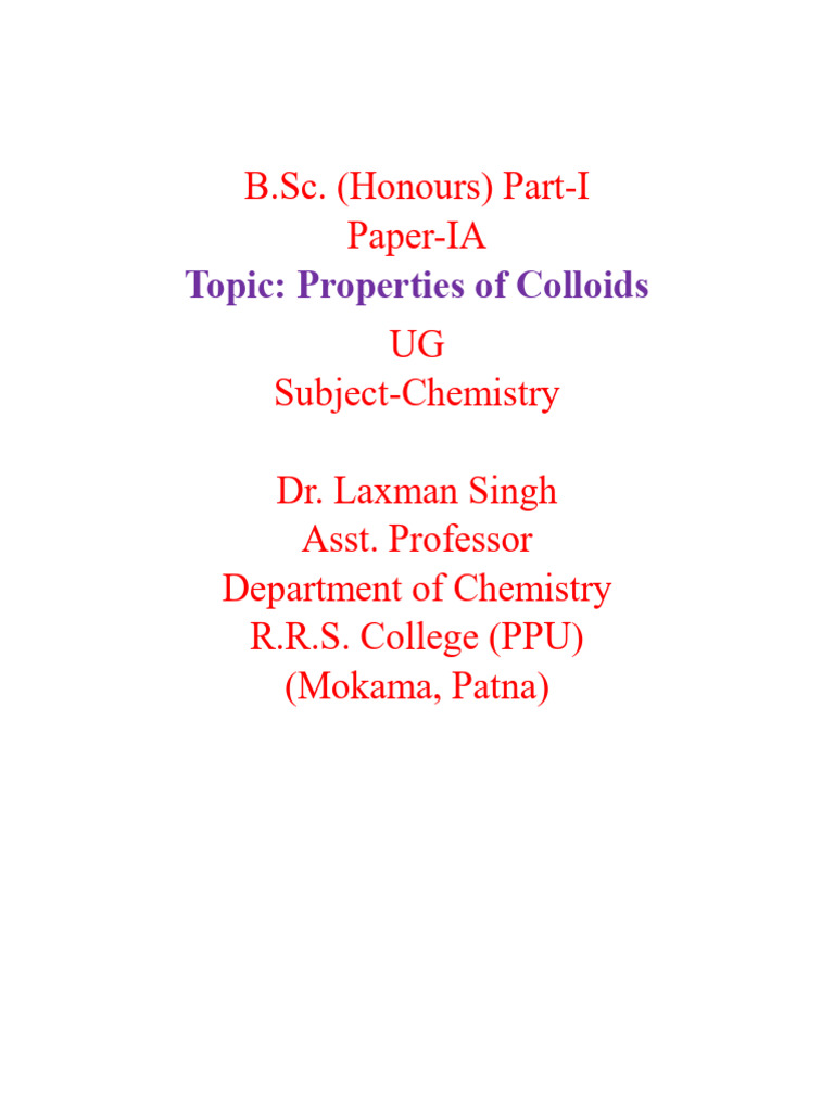 Key Properties of Colloids Explained | PDF | Colloid | Brownian Motion
