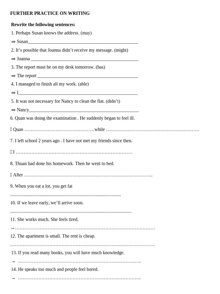 Further Practice On Writing | PDF