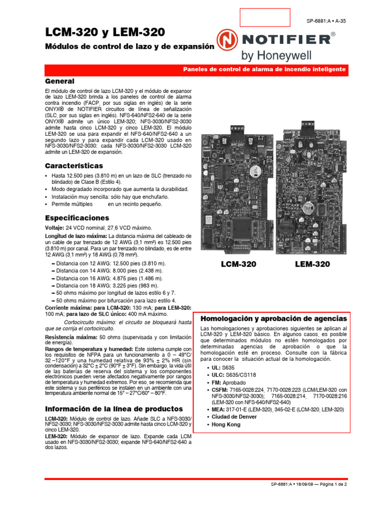 Fas-002-Lcm-320 y Lem-320 Mca Notifier | PDF | Electromagnetismo ...