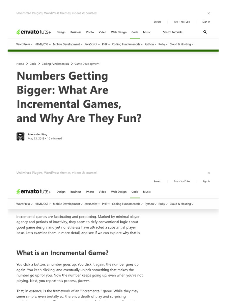 KING, Alexander. Why Are Incremental Games Fun | PDF