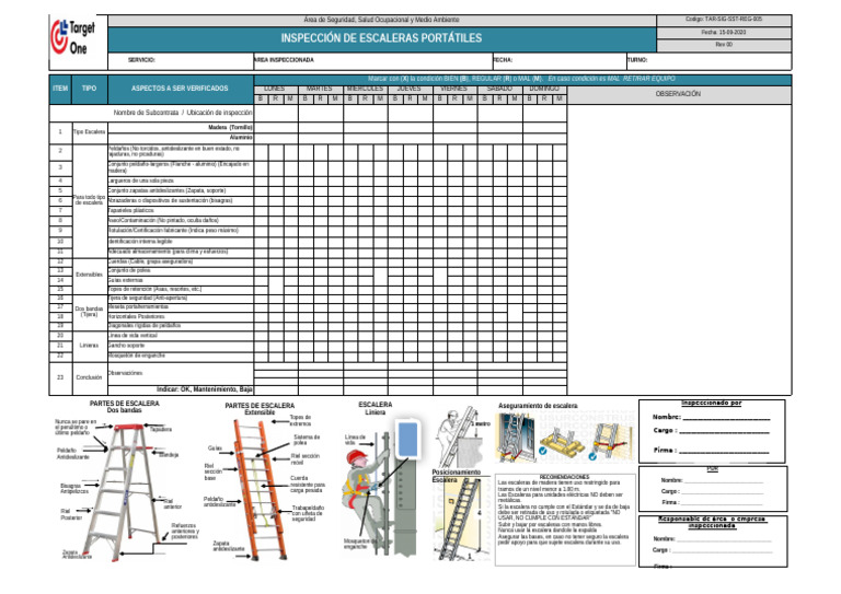 Tar-Sig-Sst-Reg-005 Check List de Inspeccion de Escaleras Portatiles ...