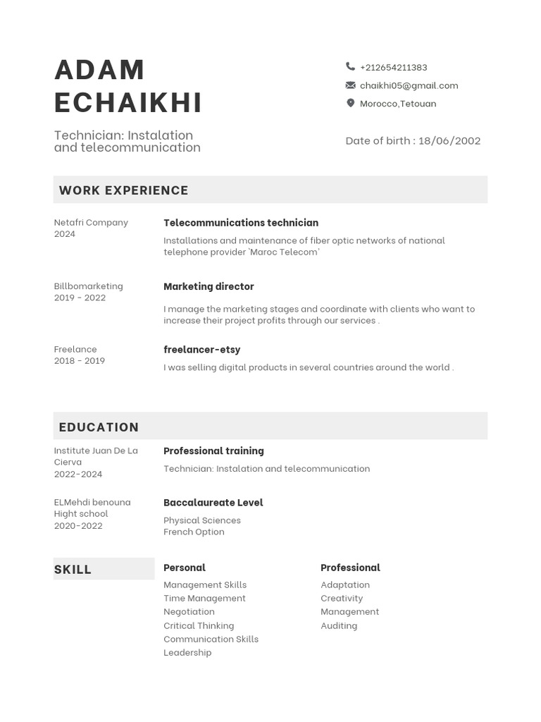 Adam CV Canadiene | PDF