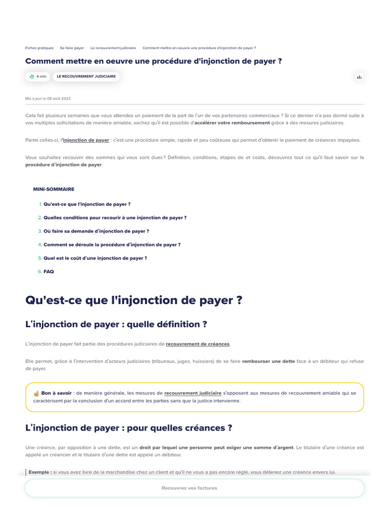 L'injonction de Payer - Les Étapes À Suivre | PDF | Injonction de payer en procédure civile ...