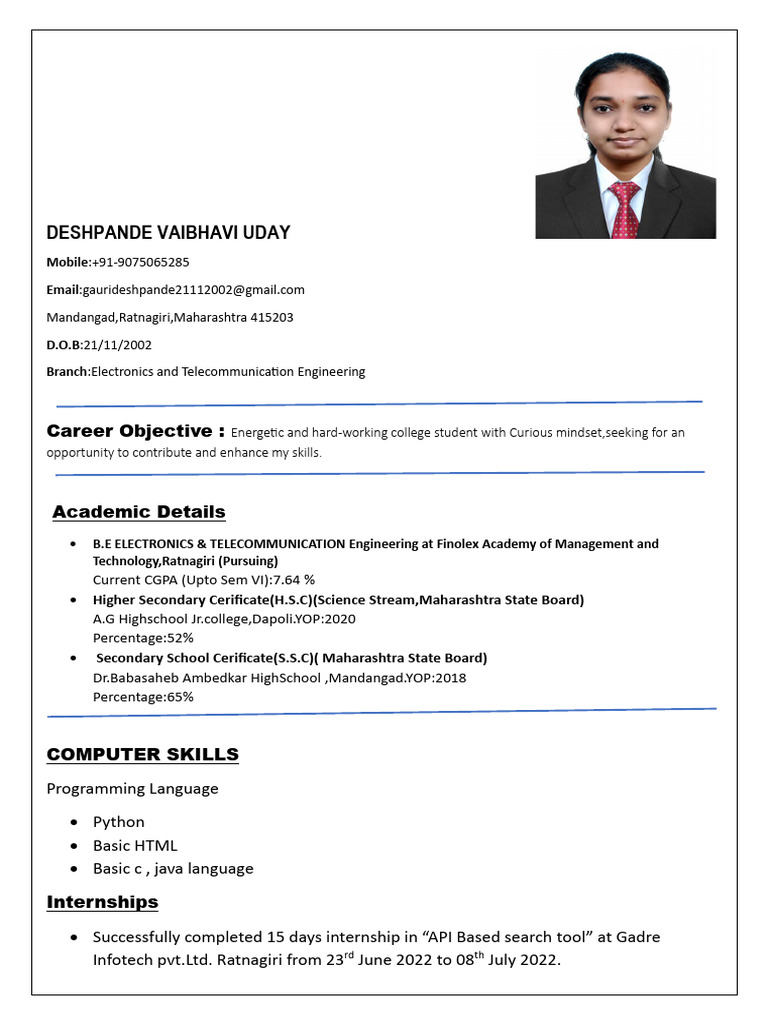 Vaibhavi Deshpande EXTC | PDF | Computers | Technology & Engineering