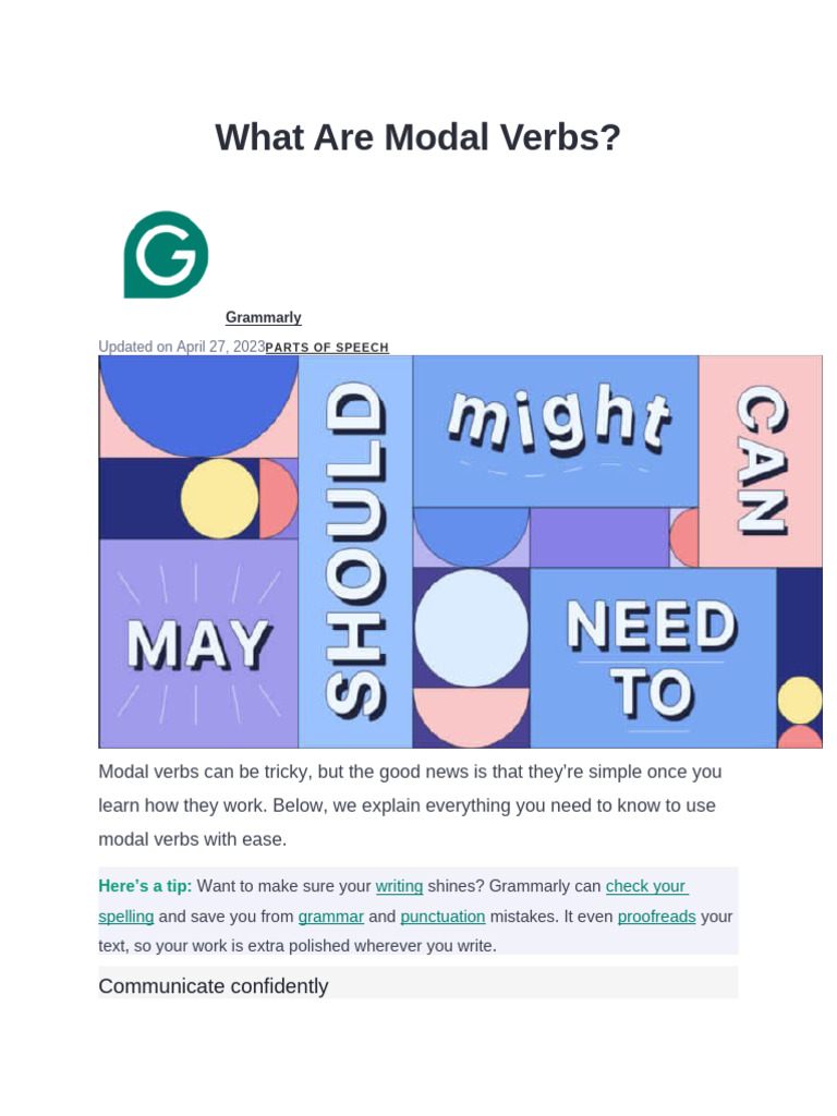 Understanding Modal Verbs in English | PDF | Perfect (Grammar) | Verb