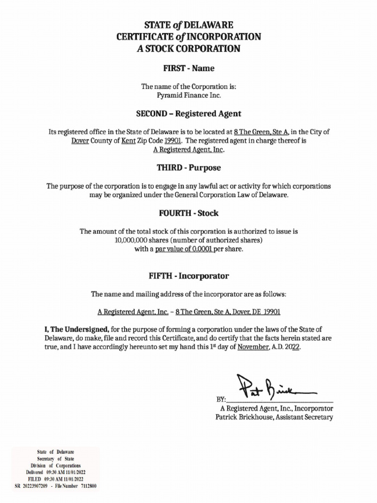 Certification of Formation | PDF