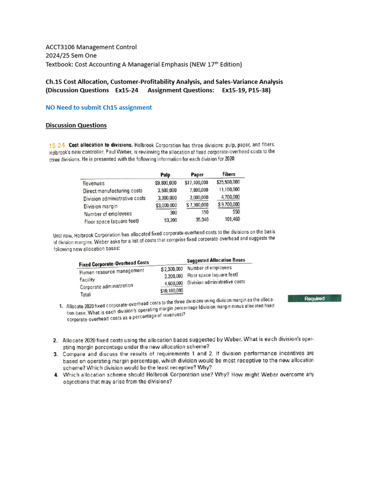 Ch15 Tutorial Questions New 17th Edition | PDF