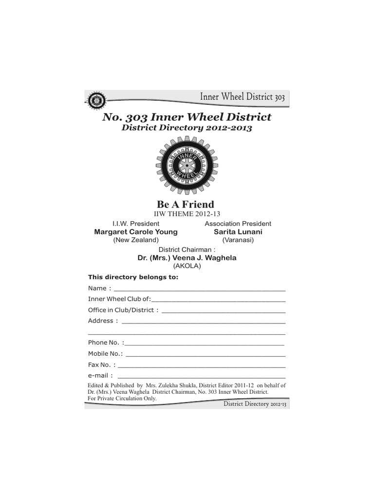 Inner Wheel District 303 Directory 2012-13 | PDF