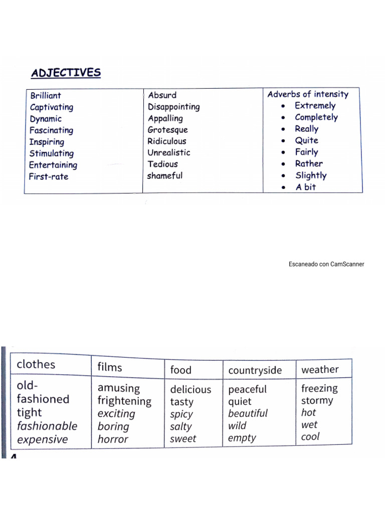 Adjectives and Adverbs of intensity | PDF