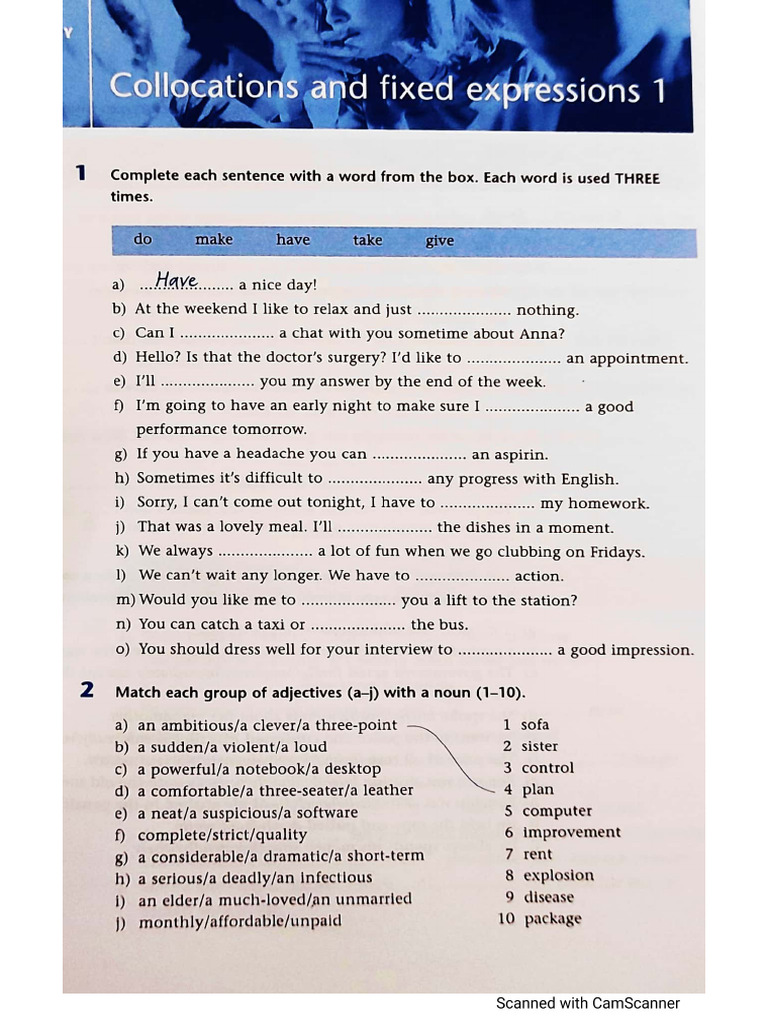 Collocations Fixed expressions 1 + Key | PDF