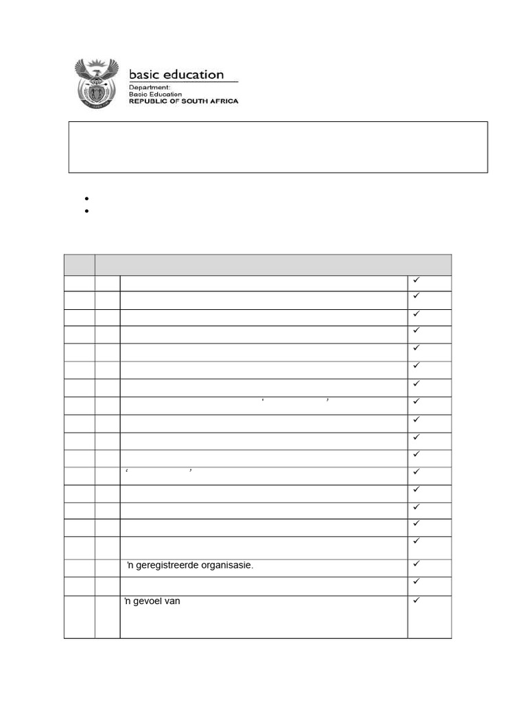 Afrikaans FAL GEC Marking Guideline | PDF