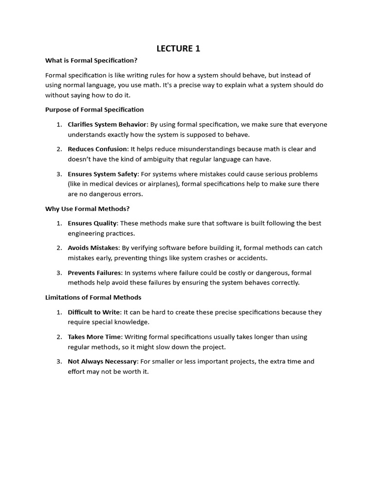 Formal methods_notes_LECTURE 1_2_3 | PDF | Computing Formal methods_notes_LECTURE 1_2_3 | PDF | Computing