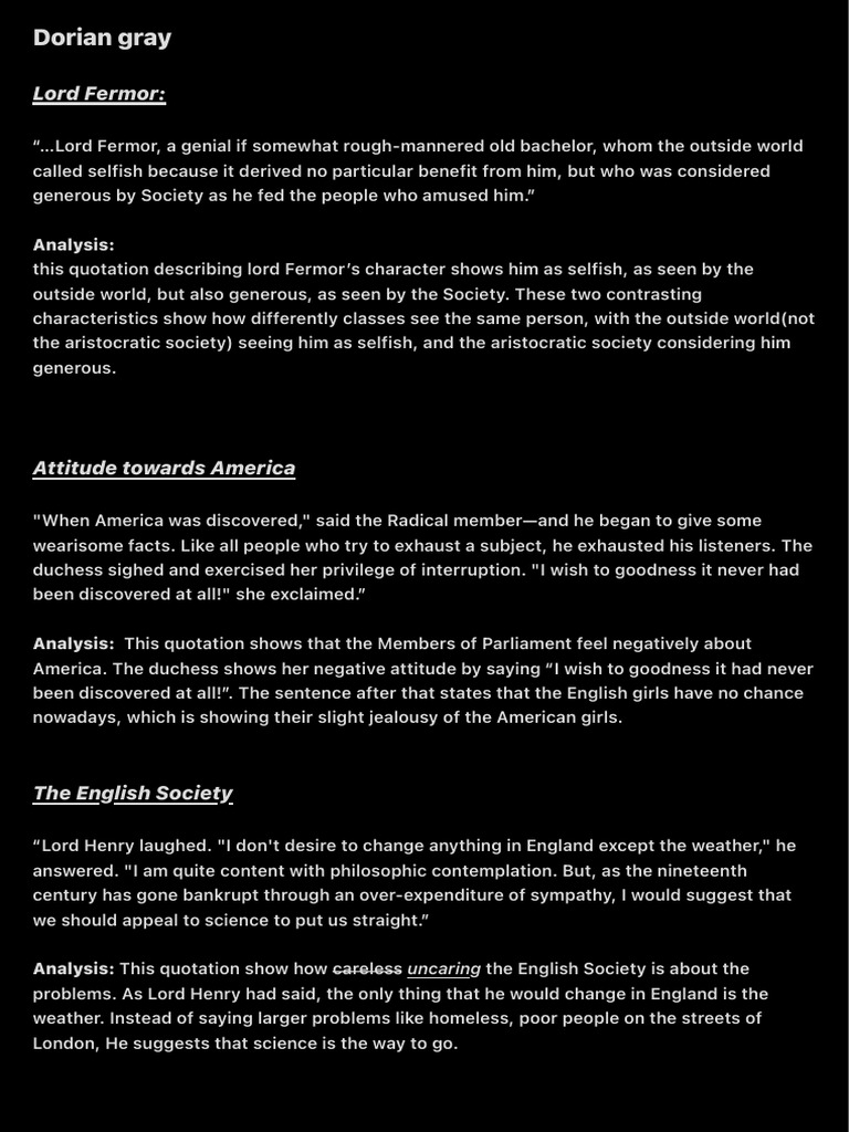 Quotes on Dorian Gray's Influence | PDF | The Picture Of Dorian Gray ...