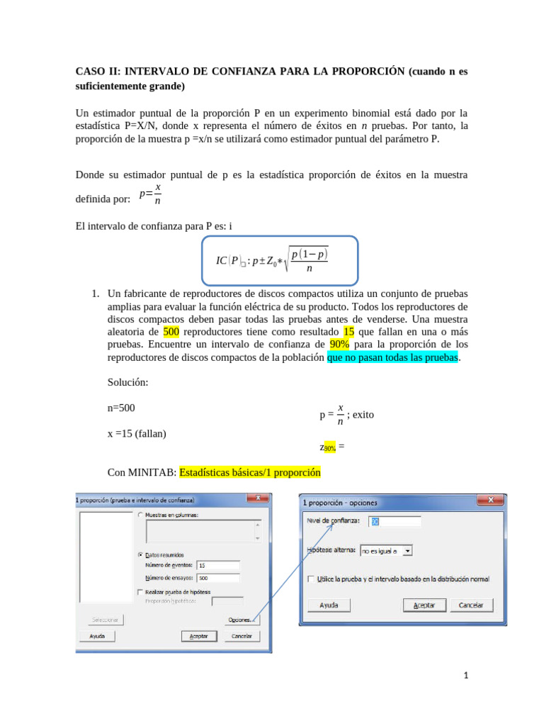 3.intervalo de Confianza para Una Proporción (Resuelto) 6 de Marzo Del 23 | PDF | Intervalo de ...