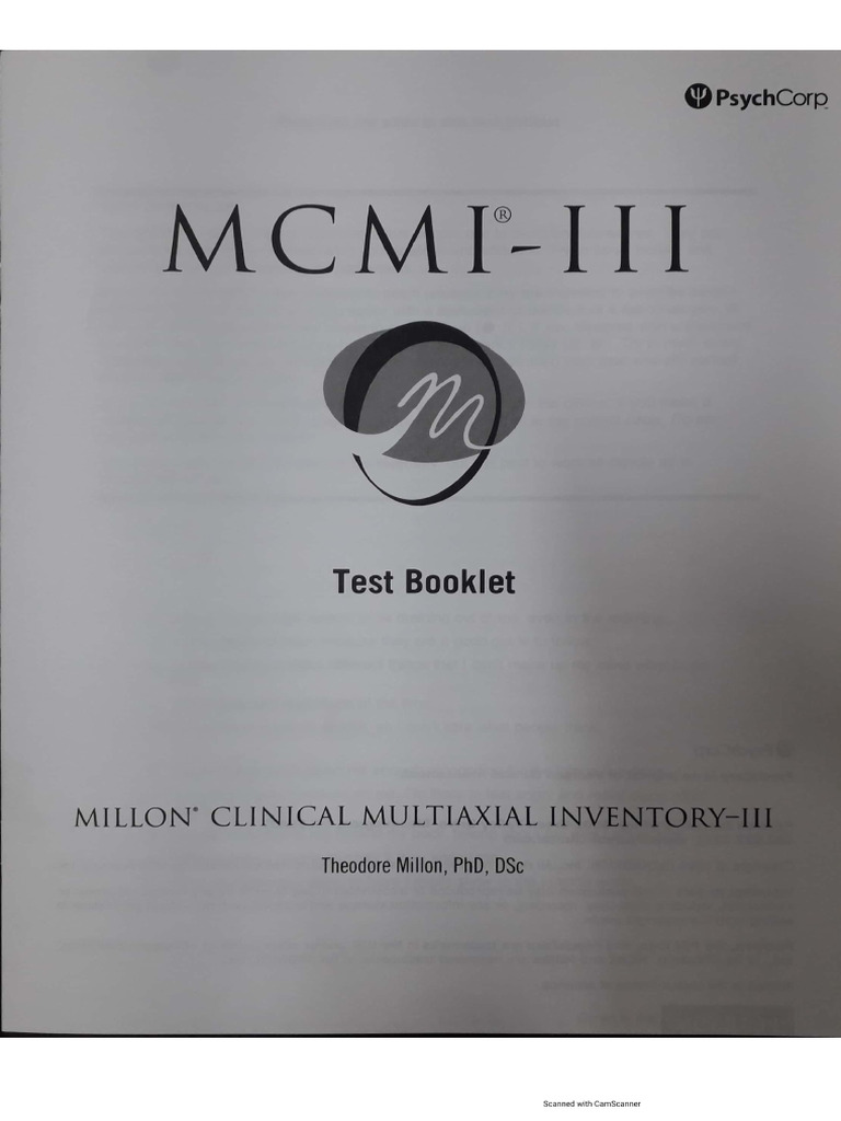 MCMI 3 Questions Booklet & Hand Scoring Manual | PDF