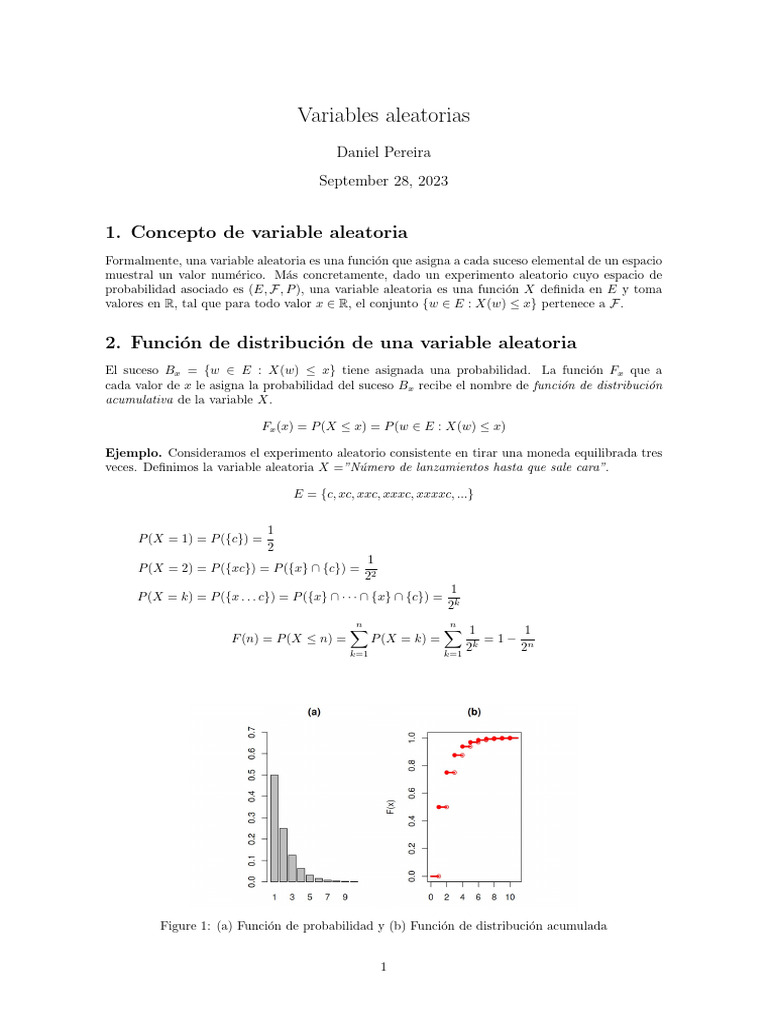 Variables Aleatorias (Resumen) | PDF | Variable aleatoria | Teoría de probabilidad