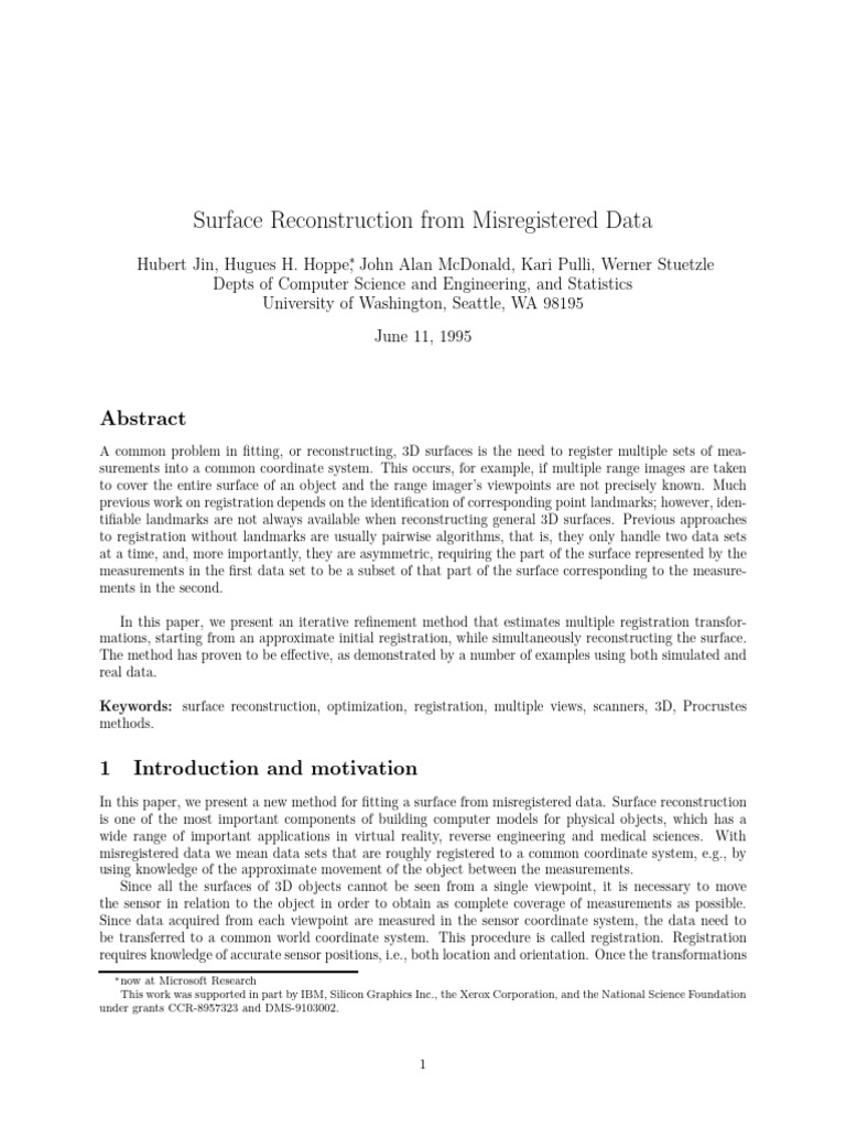 Surface Reconstruction From Misregistered Data | PDF | Shape ...