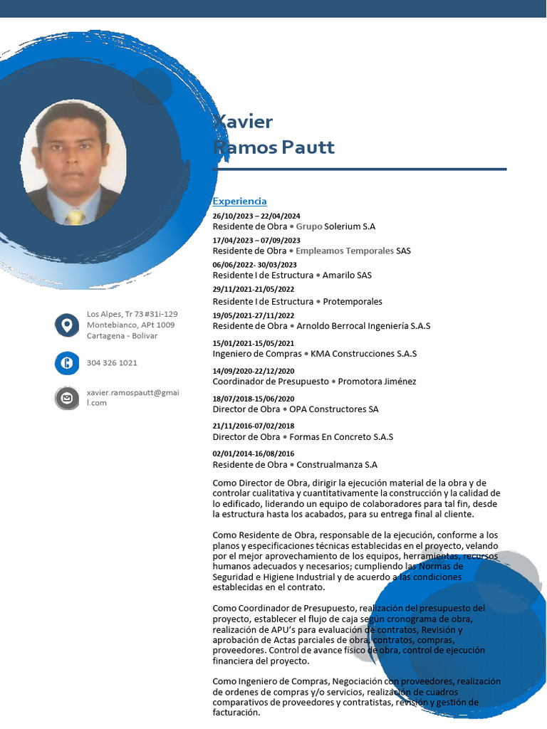 HV Xavier Ramos Actualizada | PDF | Ingeniería