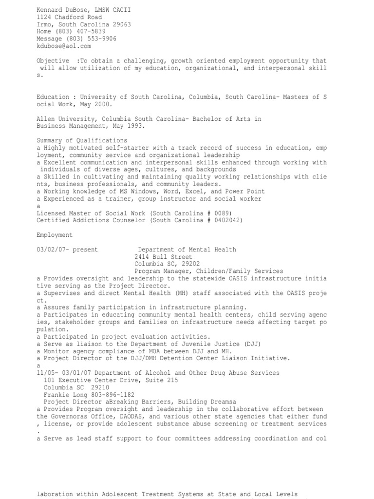 Chief Social Worker or Chief Mental Health Counselor | PDF | Substance ...