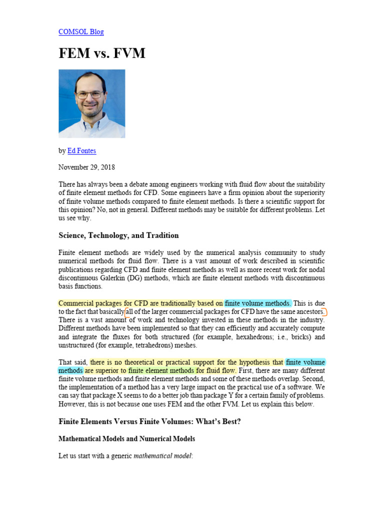 FEM Vs FVM-COMSOL Blog | PDF | Finite Element Method | Numerical Analysis