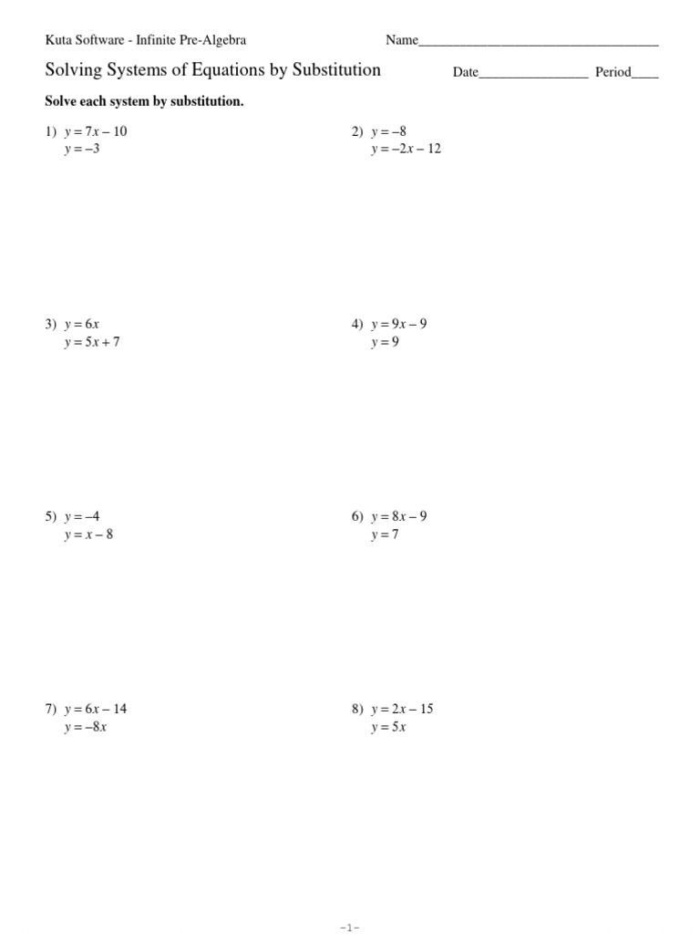 Systems of Equations by Substitution | PDF | Equations | Algebra