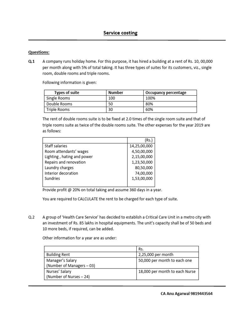 Service Costing | PDF | Economies