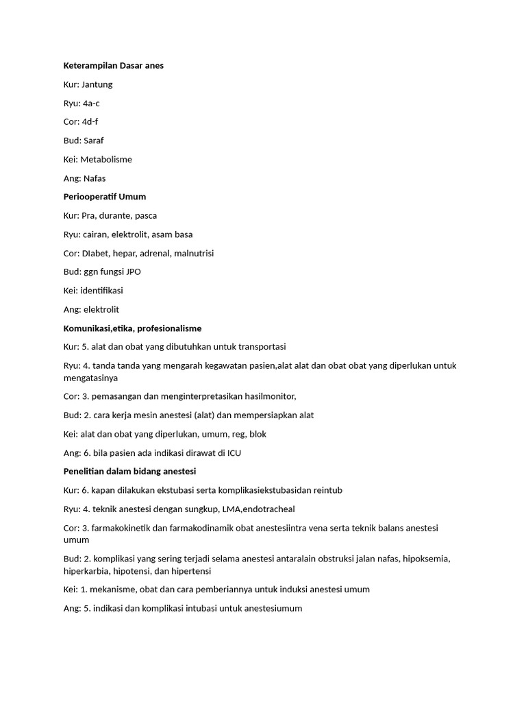 Keterampilan Dasar Anes | PDF