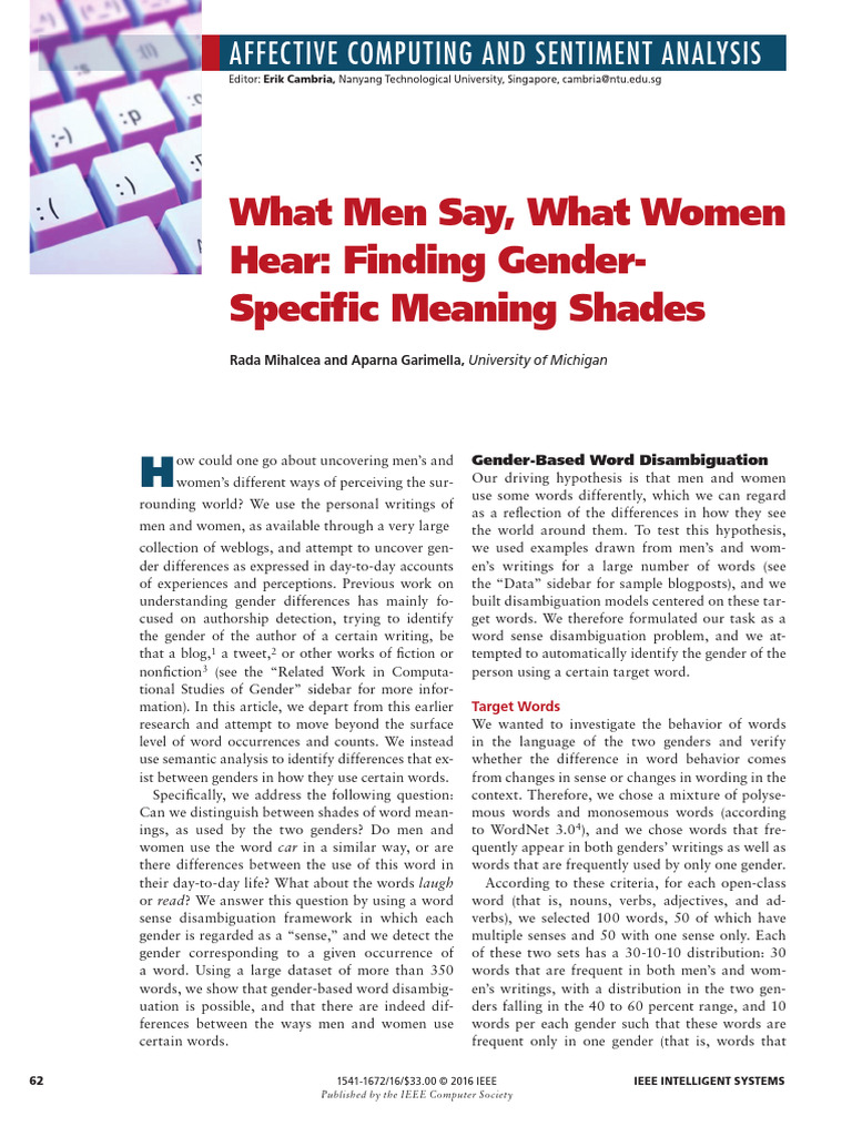 What Men Say What Women Hear | PDF | Word | Grammatical Gender