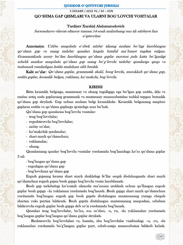 Turdiyev Xurshid Abdumurodovich | PDF
