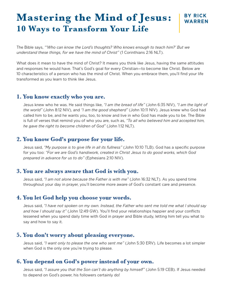 Transform Your Life with Christ's Mindset | PDF | Jesus | God
