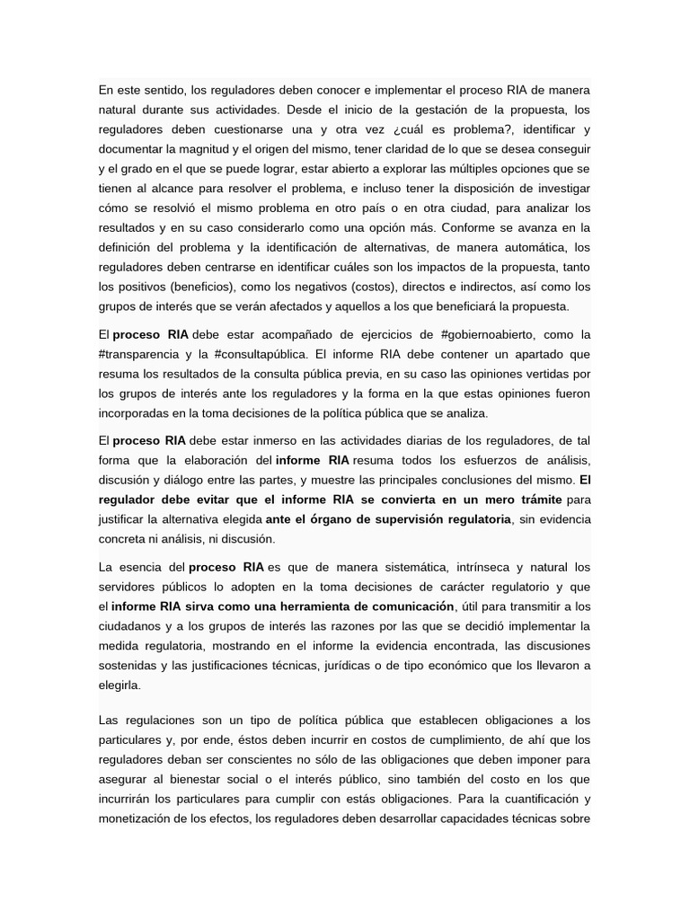 Definición y Proceso de Regulación RIA | PDF | Multa (pena)