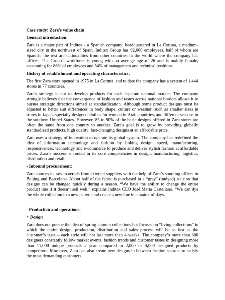 (IB) Case Study Zara | PDF | Retail | Inventory