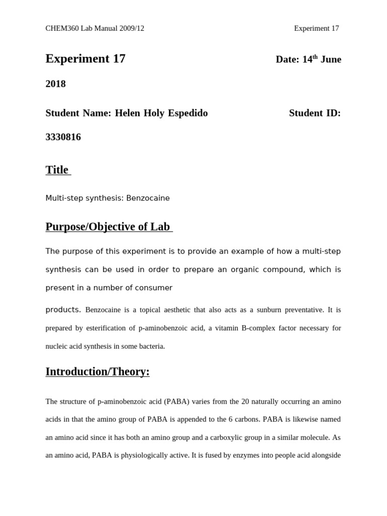 Experiment 17 | PDF | Acid | Amine