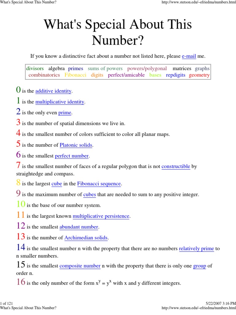 Distinctive Facts About Numbers: An Exploration of Interesting ...