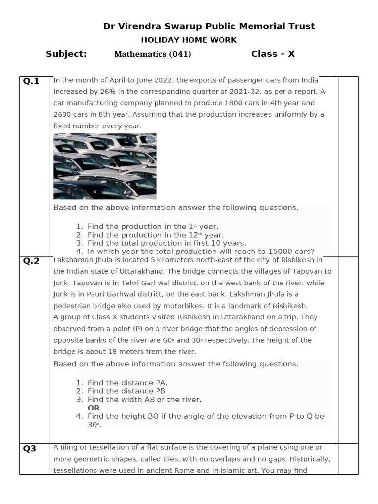 Class X Math Holiday Homework | PDF | Euclid | Polytopes