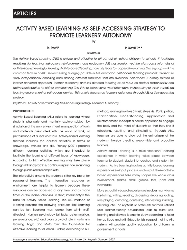 Activity Based Learning 1. | PDF