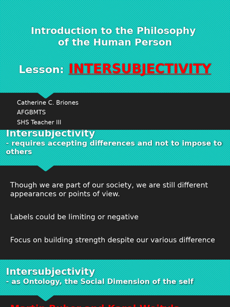 Lesson 6 Intersubjectivity | PDF | Disability | Martin Buber