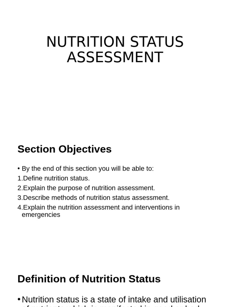 Nutrition Status Assessment | PDF | Body Mass Index | Nutrition