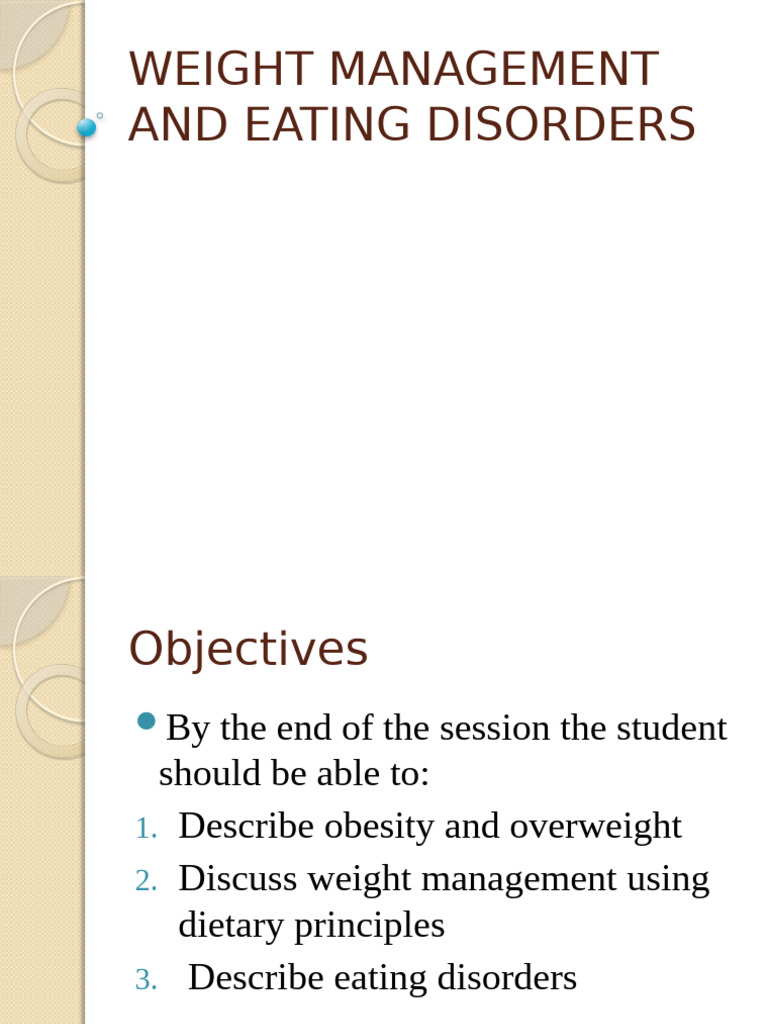 Weight Management and Eating Disorders | PDF | Obesity | Eating