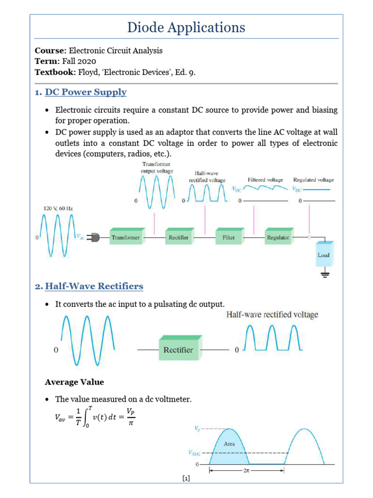 3 - Diode Applications - Notes-1-7 | PDF | Rectifier | Diode 3 - Diode Applications - Notes-1-7 | PDF | Rectifier | Diode