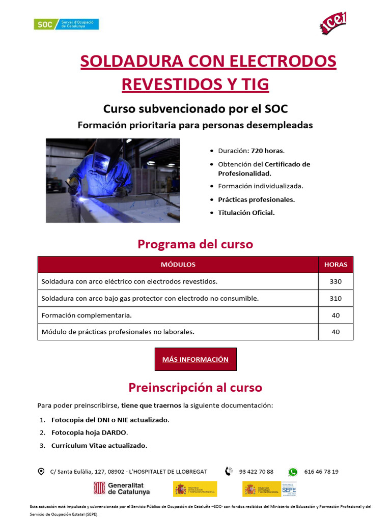 Soldadura Con Electrodo Revestido y TIG - ICEI Formación | PDF ...