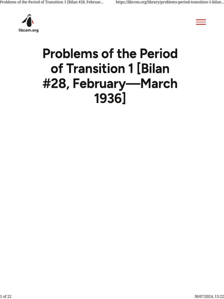 The Problem of The Transitional Period Libcomorg | PDF | Socialism ...