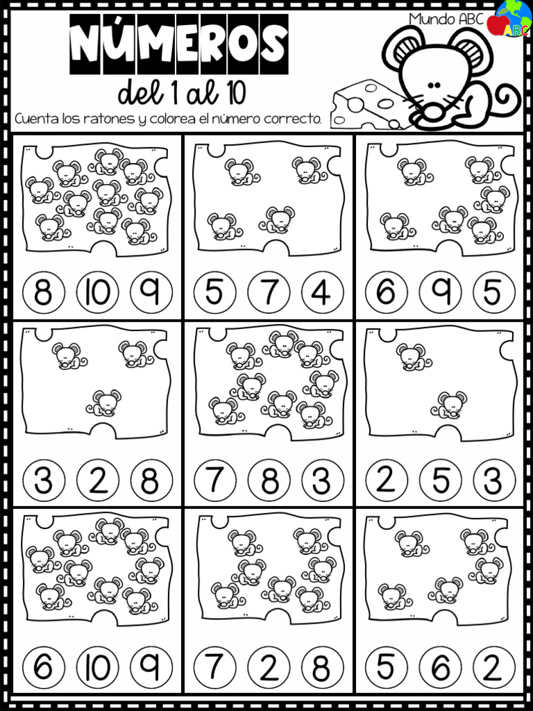Numeros Del 1 Al 10 - Fichas de Trabajo Preescolar | PDF