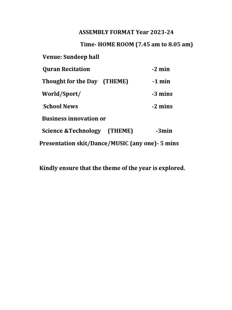 Assembly Format 24-25 | PDF