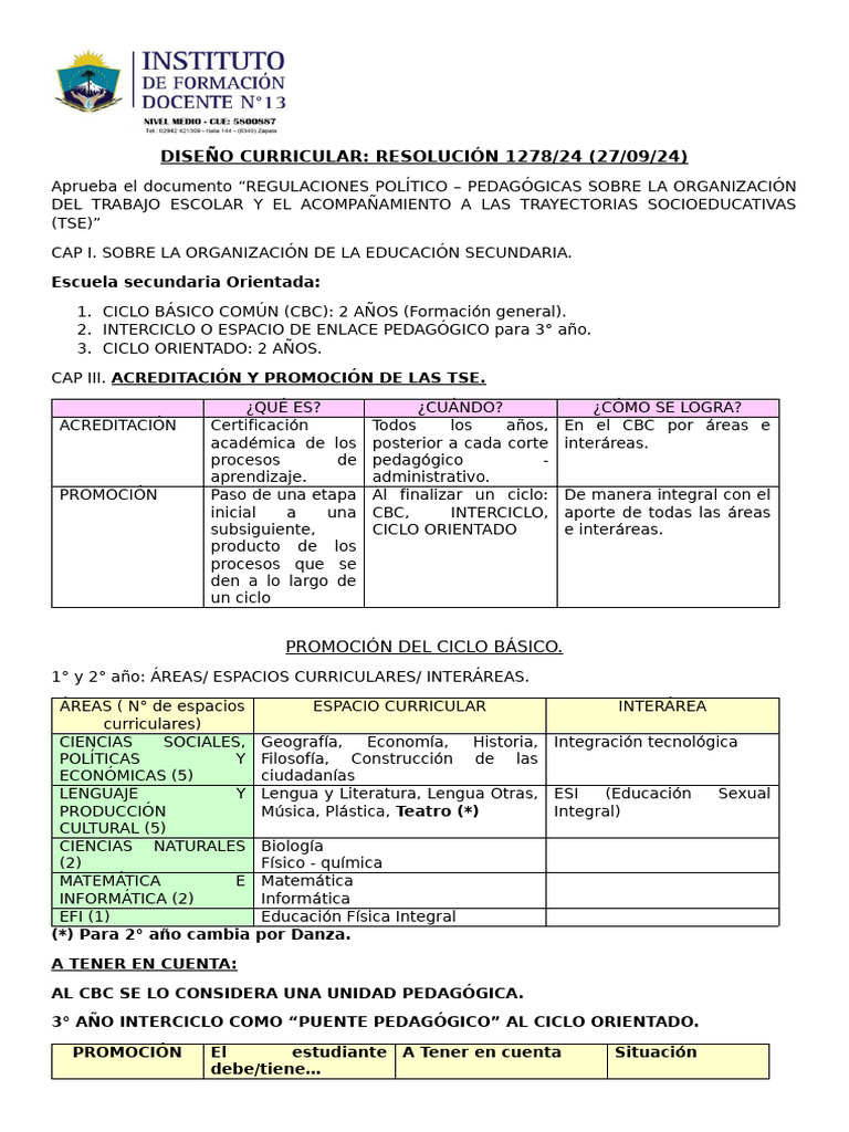 RES 1278 Acred y Prom | PDF | Educación Secundaria | Pedagogía